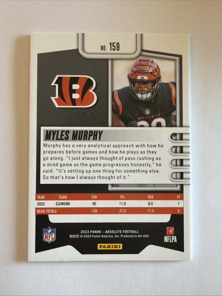 Myles Murphy 2023 Absolute Football Blue Rookie SP 04 / 50 #d | eBay UK