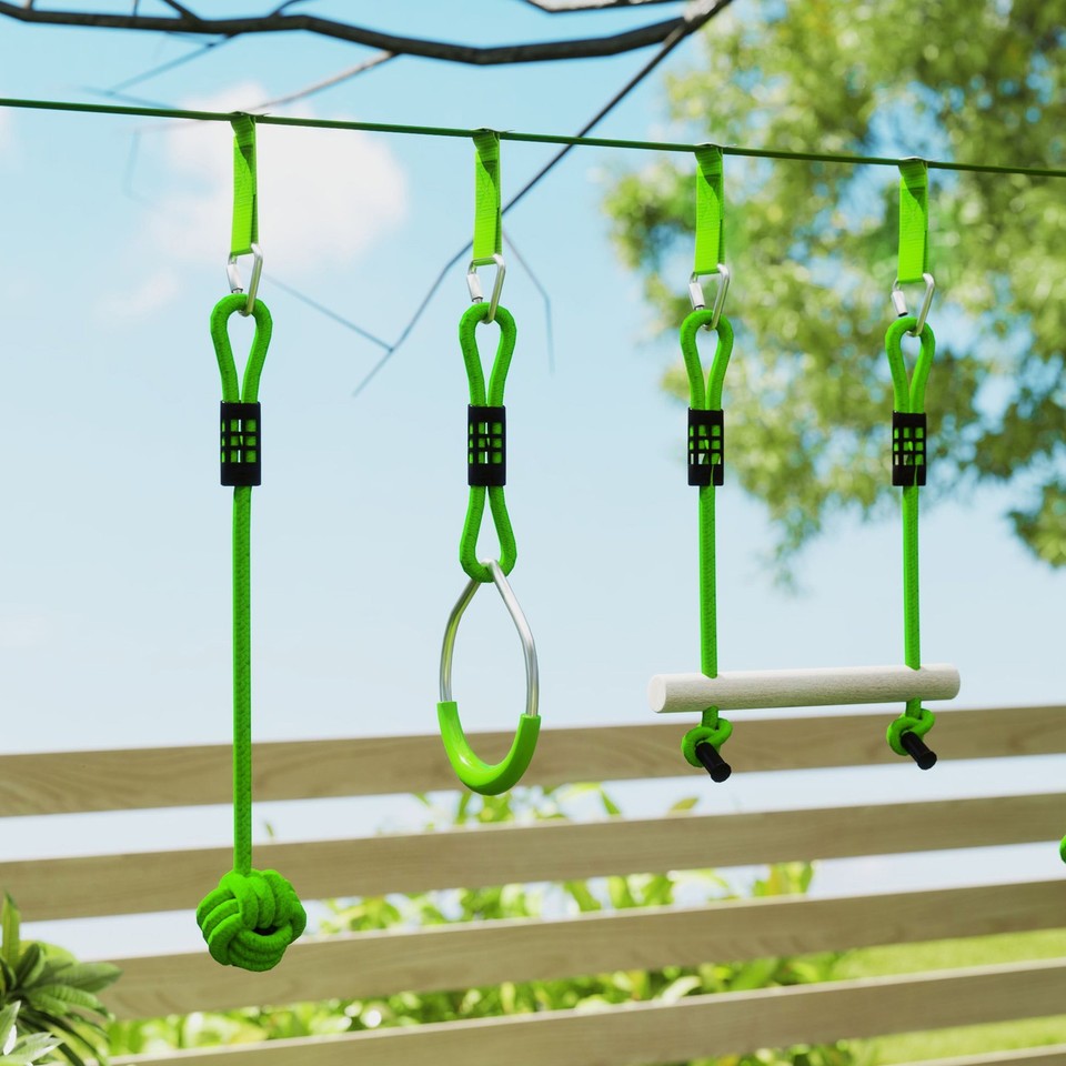 AIYAPLAY Obstacle course for Kids, with 10-Piece Slackline Kit with ...