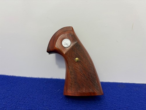 Aftermarket Colt D-Frame Revolver Grips – Checkered Wood w/ Silver Colt ...