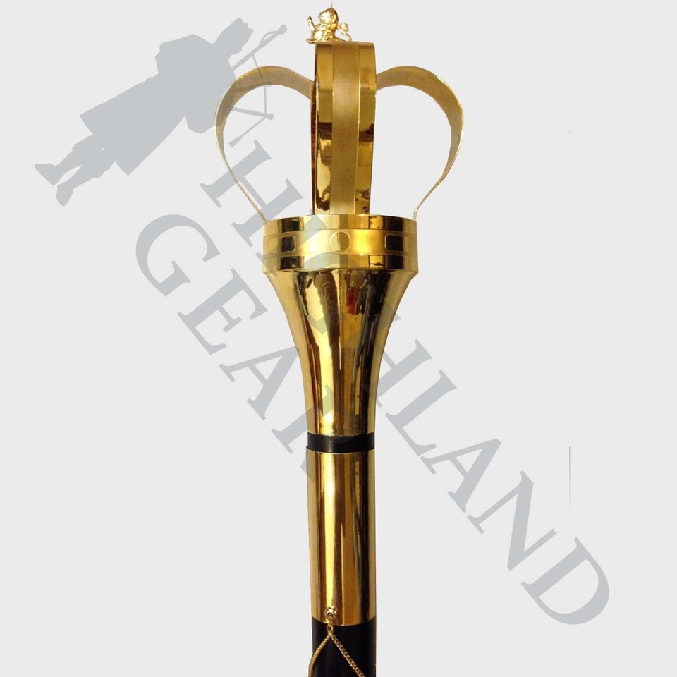 Royal Big Crown Mace Gold Plated Black Shaft 3 Parts 60 Inches Long ...