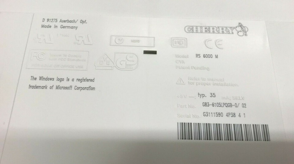 Cherry RS 6000 M PS2 QWERTY Keyboard English | eBay