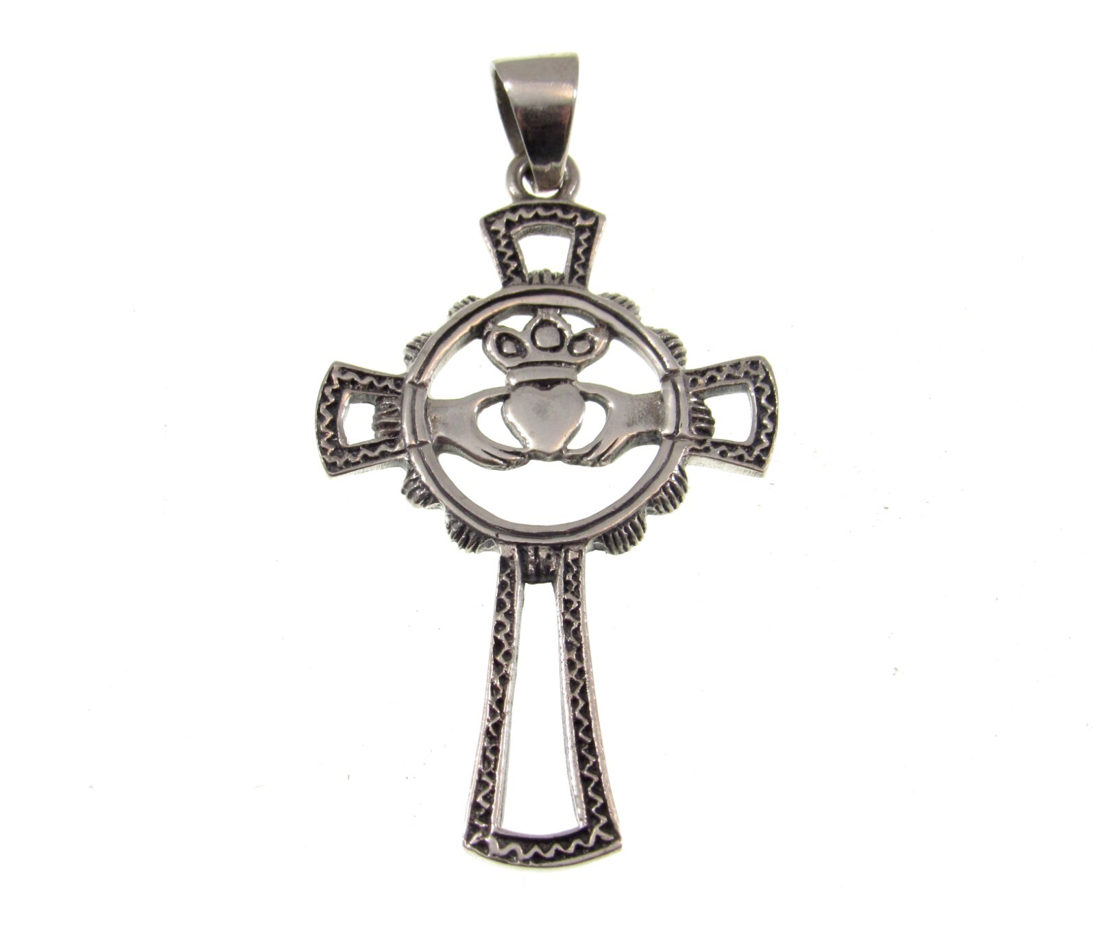 Handcrafted Solid 925 Sterling Silver Celtic Claddagh Knot Ankh Cross ...