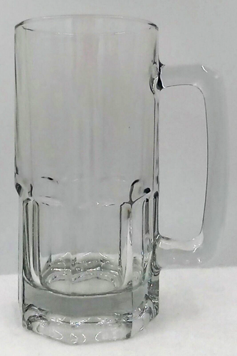 Vintage Beer Mug Stein Tankard Beverage Glass Clear Handle Fluted Thick ...