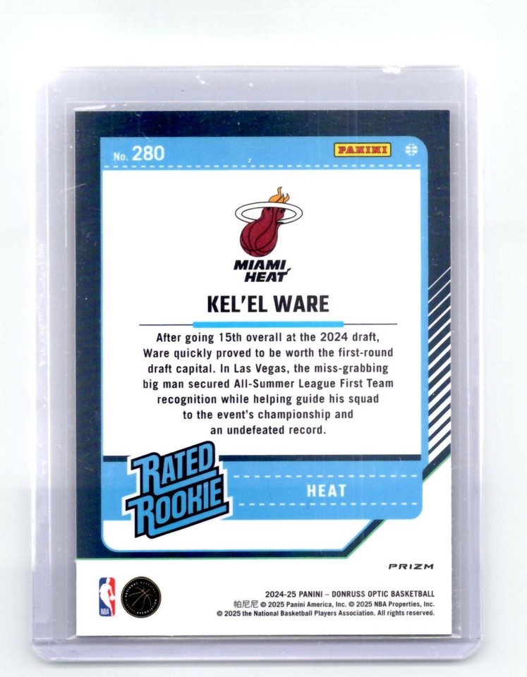 2024-25 Panini Optic NBA Kel'el Ware #280 Rated Rookie Purple Holo | eBay