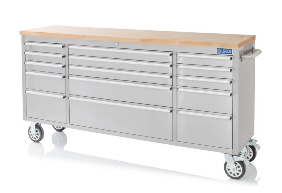 SGS -Kitchen island /Work Bench /Tool Chest Cabinet with Pine wood top ...