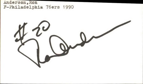 Ron Anderson Signed 3x5 Index Card Cut Cavaliers Pacers 76ers Autograph ...