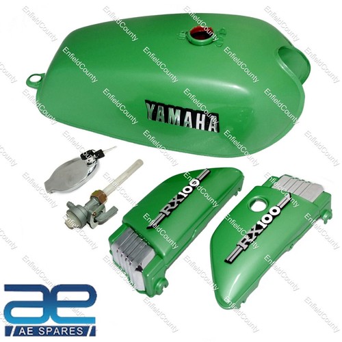 For Yamaha Rx100 Rx125 Green Petrol Fuel Tank With Side Panel + Lid ...