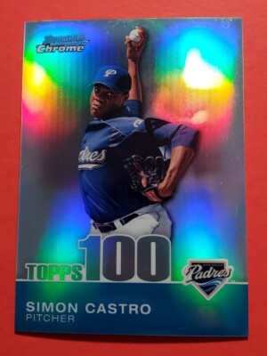 Simon Castro RC 2010 Bowman Chrome Topps 100 Prospects Refractor /499 # ...