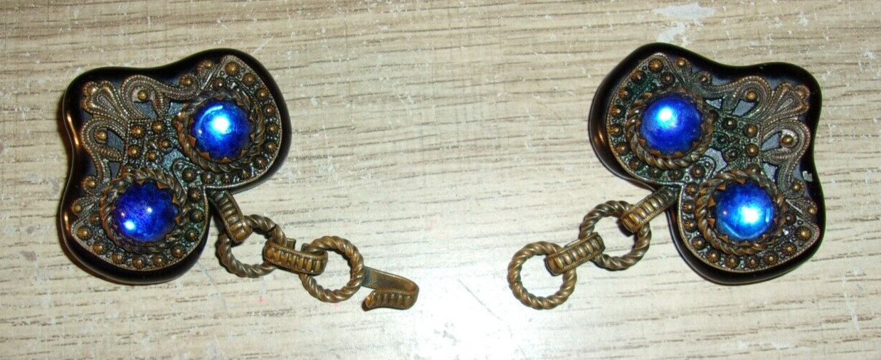 Antique Victorian Coat/Cloak Clasp Bakelite & Brass w… - Gem