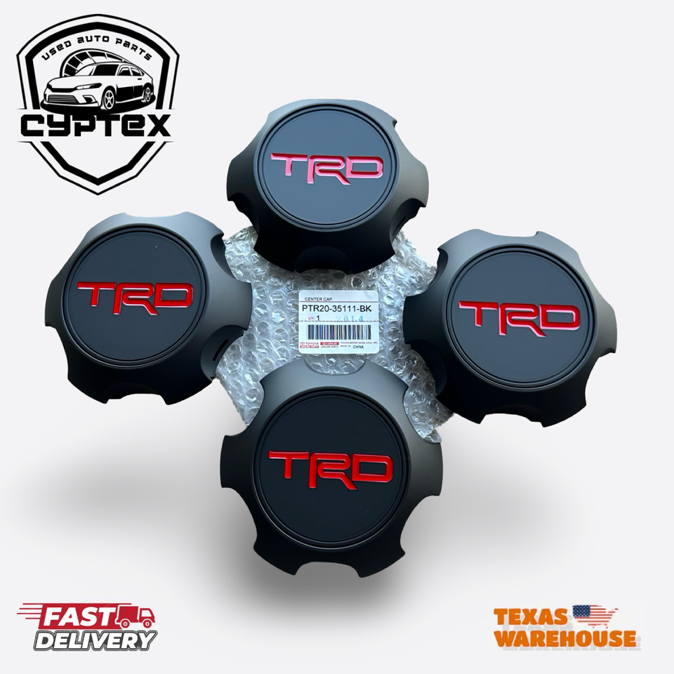 Genuine!! Toyota TRD Matte Black Center Cap Set for Tacoma, 4Runner, FJ ...