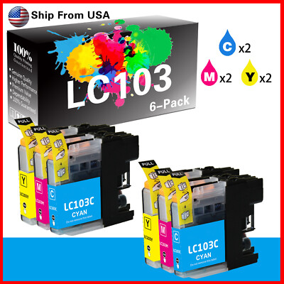 (6PK,2C2M2Y) LC103XL LC103 Ink Cartridge for DCP-J152W MFC-J4610DW ...