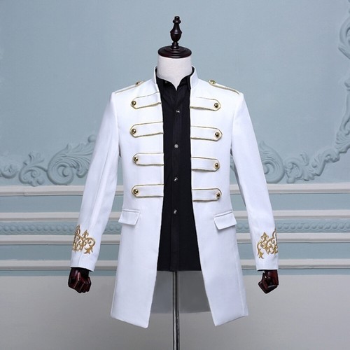 Men Tuxedo Longline Suit Jacket Blazer Mess Dress Wedding Costume Tops ...