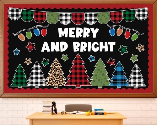 Christmas Classroom Bulletin Board Set Merry and Bright Light Bulb ...
