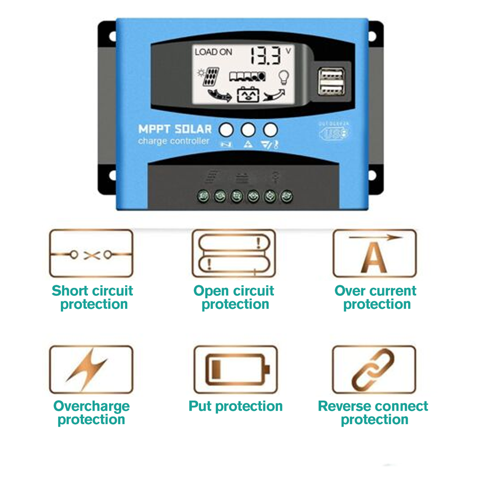 100A MPPT Solar Panel Regulator Charge Controller Auto Focus Tracking ...