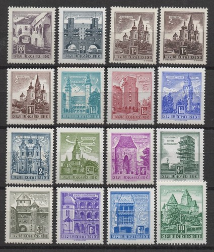 Austria 1957-1961 Sc# 618A-630 Mint MNH definitives farm town hall castle stamps | eBay