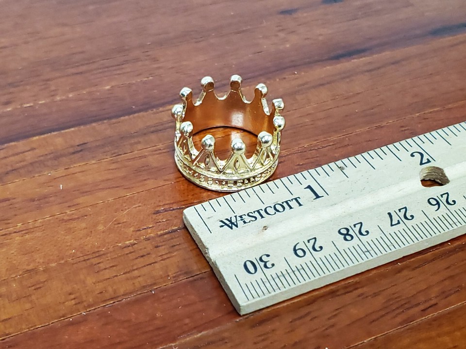 Tiny Miniature Crown Gold Metal for Dolls Dollhouse Works with 1:12 ...