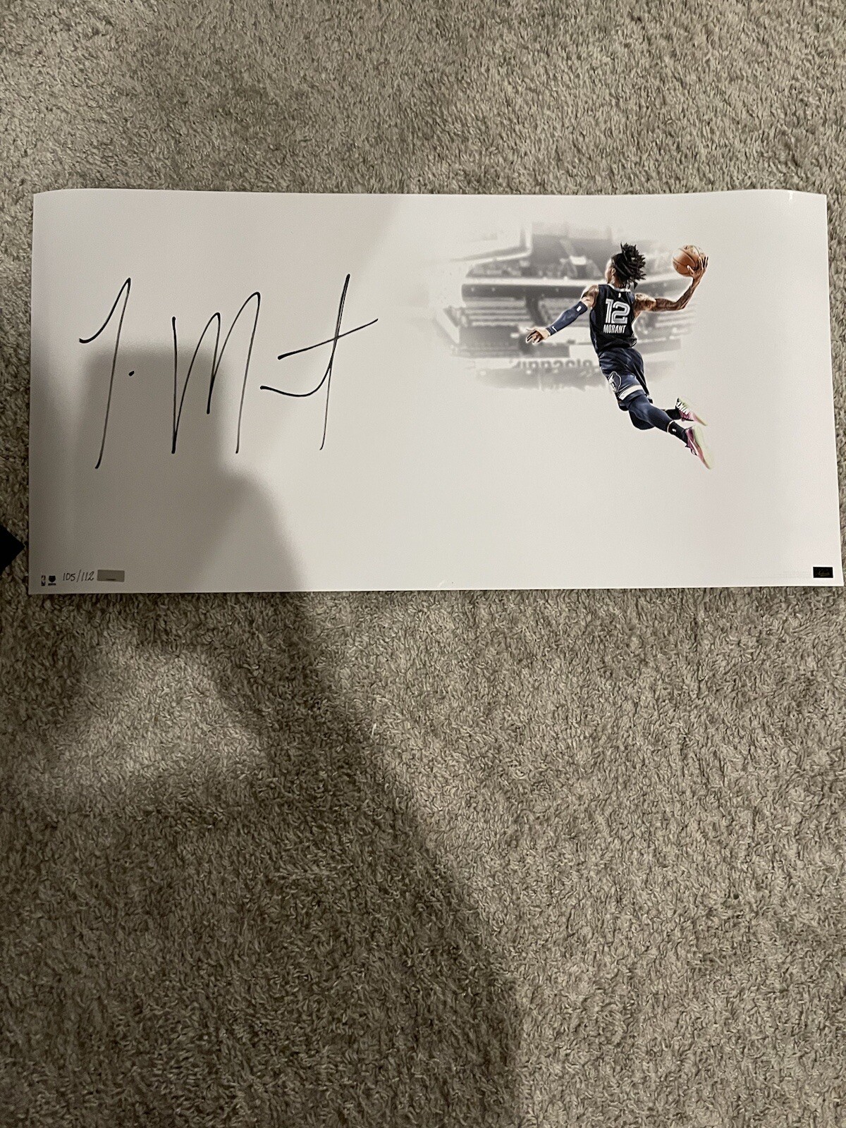 JA Morant Signed Autographed 14x28 NBA White Out Photo Panini COA LE ...