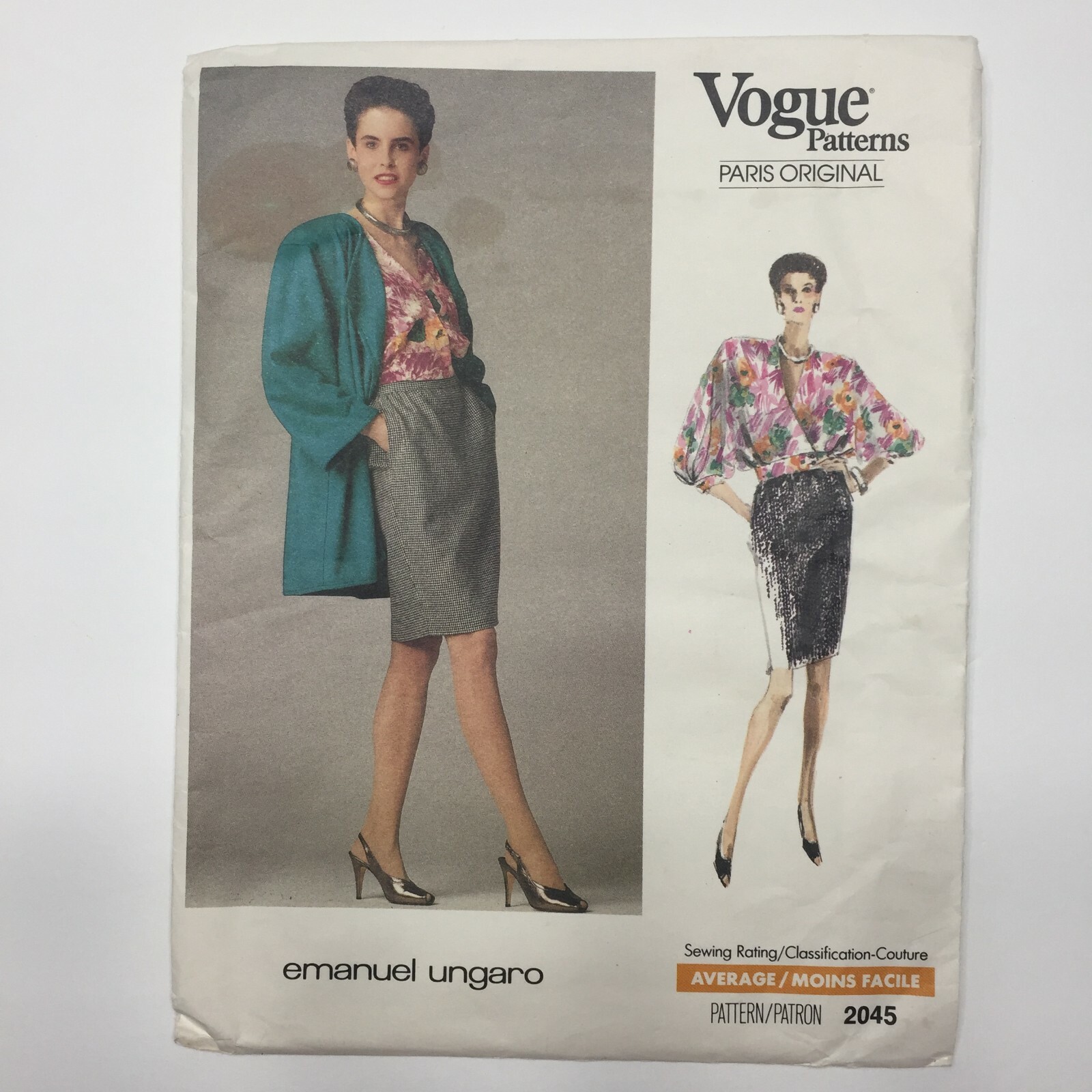 Vintage 80's Emanuel Ungaro Women's 10 Vogue Patterns Paris Original ...