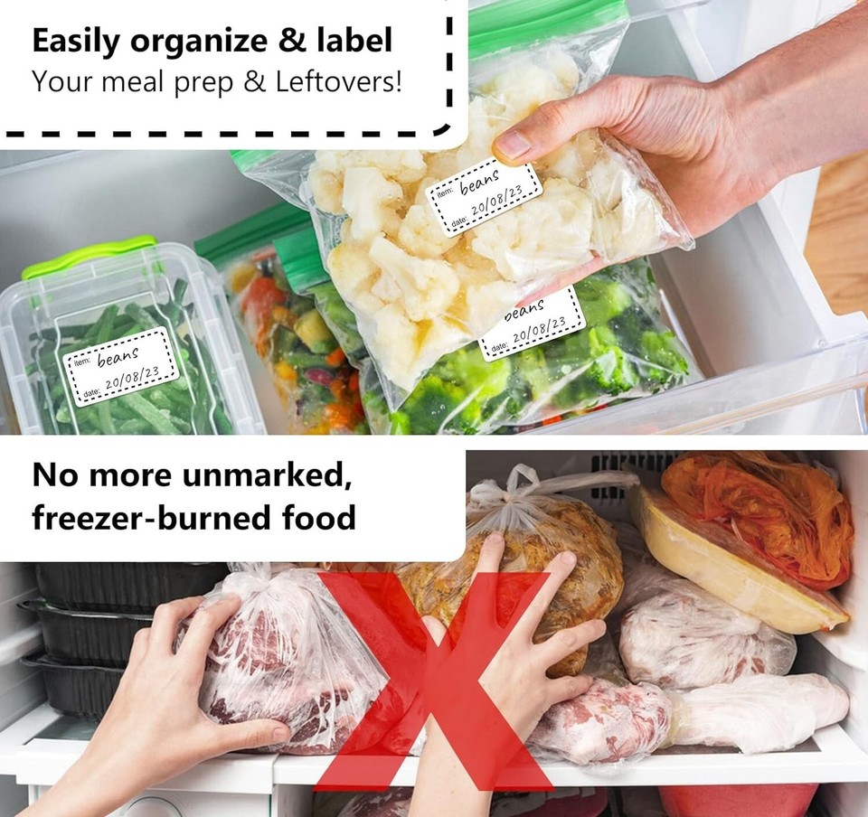 1000 Removable 2x1 Food Freezer Label Self-Adhesive Refrigerator ...