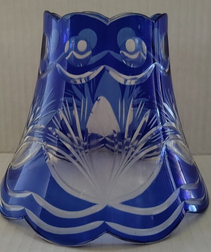 Vintage Cobalt Blue Overlay Cut Crystal Lamp Shade – Bohemian Style ...