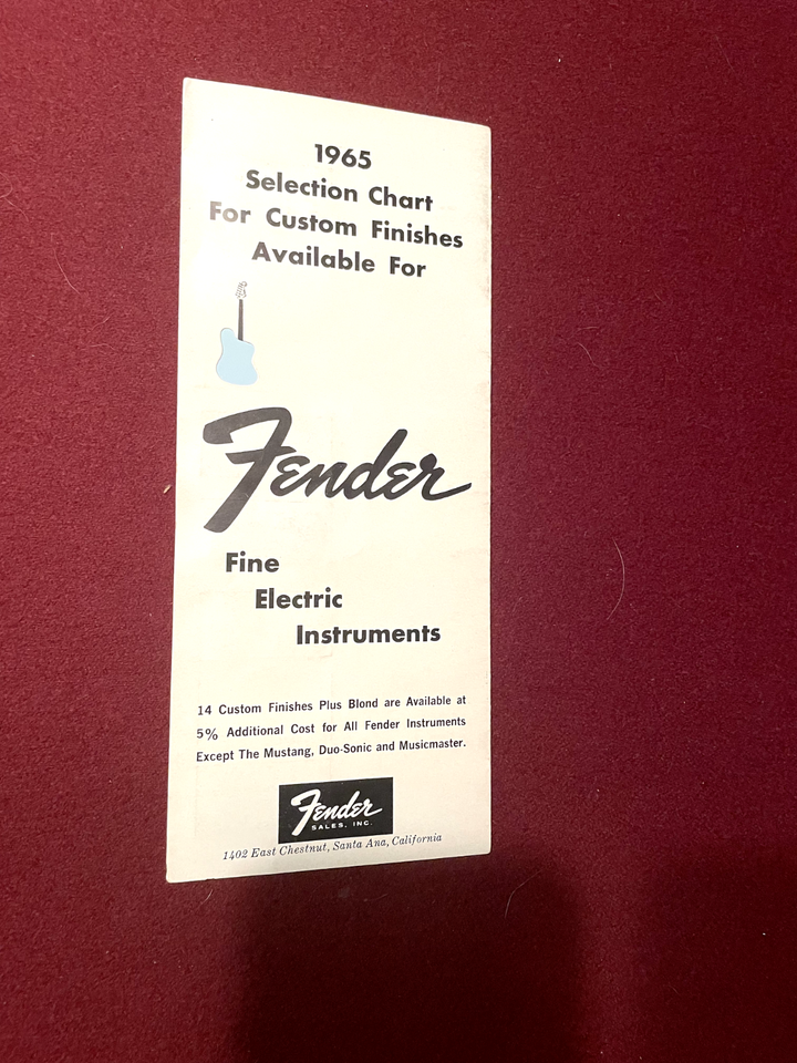 Fender Guitar Custom Color Selection Chart 1965 Original Case Candy | eBay