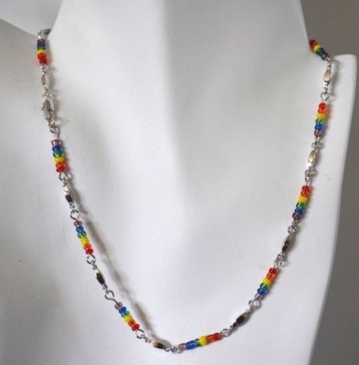SILVER BY THE INCH RAINBOW BEADS CHAIN NECKLACE,BRACELET,BONDED | eBay
