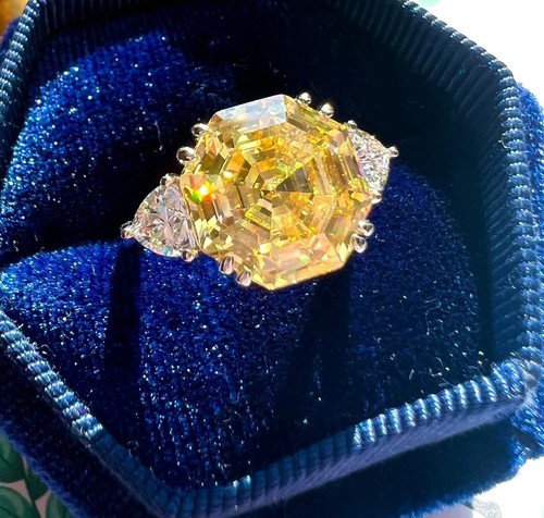 Bright Canary Lab Diamond Halo Ring 8Ct Yellow Exquisite Art Deco Ring ...