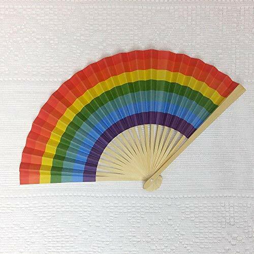Quasimoon 9" Rainbow Multi-Color Paper Hand Fans for Weddings, Parties ...