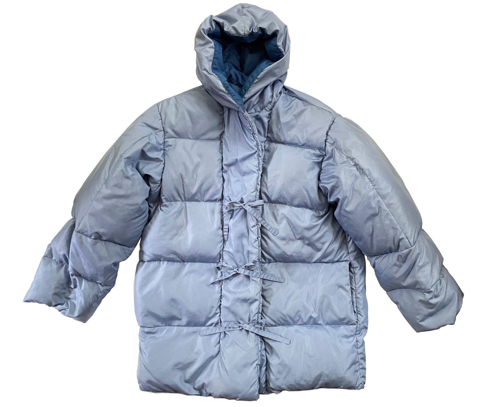 SEARS Vintage Periwinkle Hooded Puffer Jacket Down Ma… - Gem