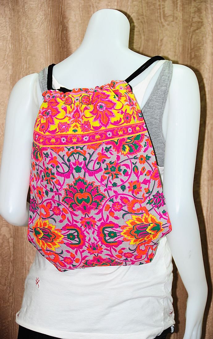 SALE Thai Hippie Backpack Purse String Bag Handmade Flower Print Twin ...
