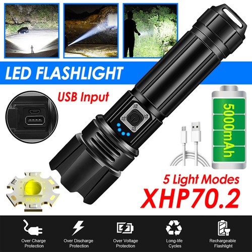 Super Bright LED Flashlight 20000 Lumen USB Rechargeable Flashlight ...