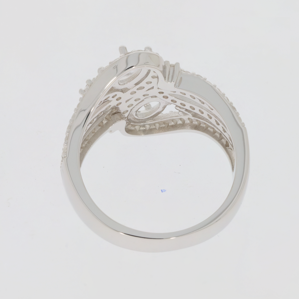 Sterling Silver Semi Mount Ring Setting Oval OV 6X4mm Bypass Halo Topaz ...