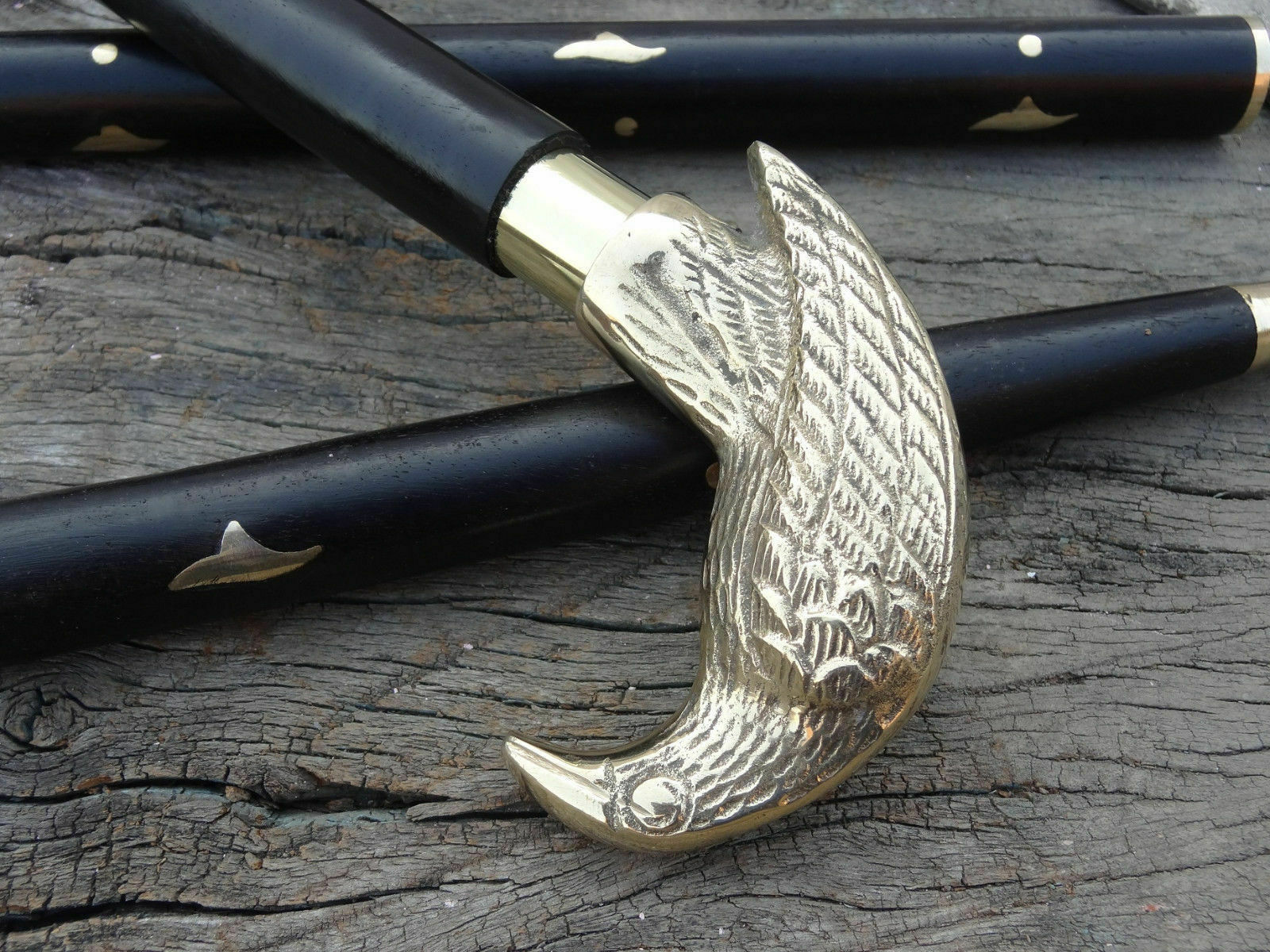 Brass Designer Victorian Crow Head Handle Vintage Wal… - Gem