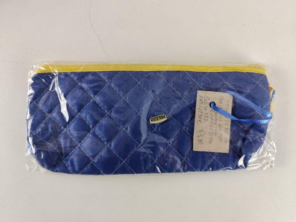 Lebez Blue Vintage Pencil Case With Yellow Flat Zip For Pencils And ...