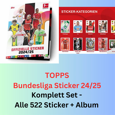 Topps Bundesliga Sticker 24/25 2024/2025 Komplett Set - Alle 522 ...