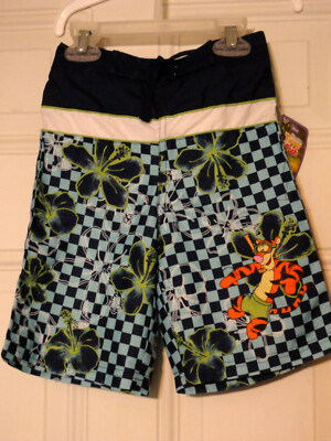 DISNEY "TIGGER" BOYS SZ 12MO - SUMMER SWIM TRUNKS BLUE/GREEN CHECKED ...
