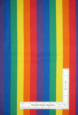 Rainbow Stripe Fabric Pride Multi Color Stripes This & That Cotton QT ...