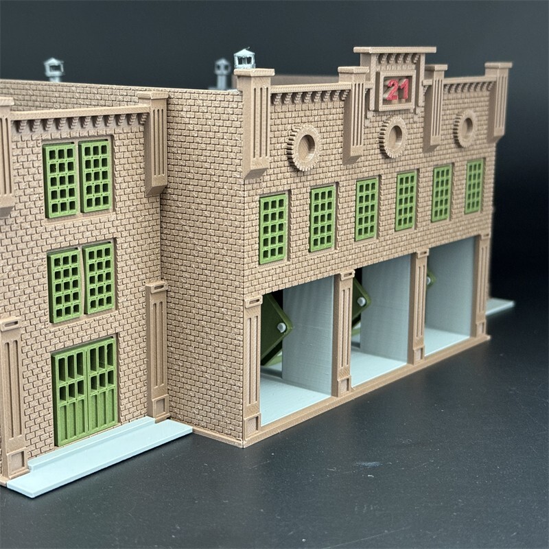 1/87 HO Scale Fire Station Building Model DIY Plastic Assembly Model ...