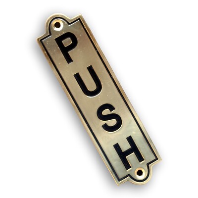 Push Door Signs for Home - Brass Metal Plaque Polished Laquered | eBay