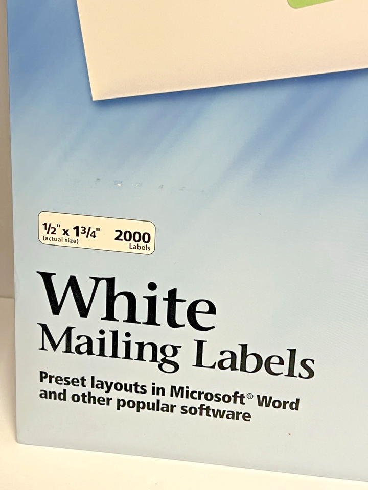 2 Pack AVERY 8167 Return Address Labels 4000 Total .5” X 1.75” SEALED ...