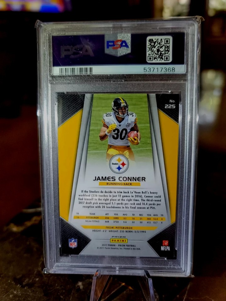 2017 Panini Prizm James Conner RC Silver Prizm GORGEOUS CARD PSA 9 Mint ...