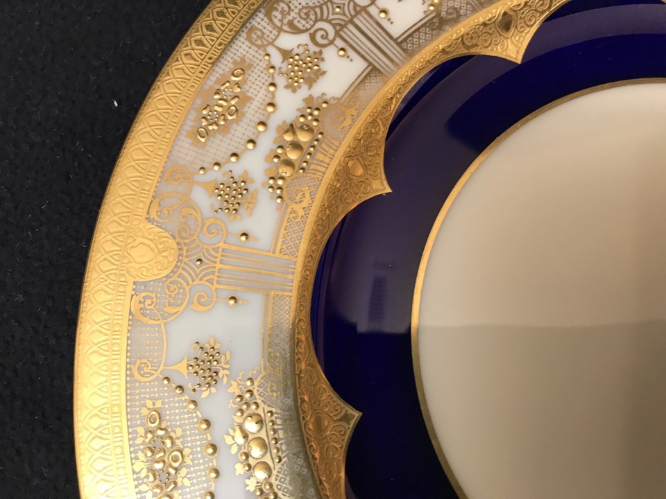 Lenox porcelain Cobalt Blue & Gold Encrusted beaded Dinner /service ...