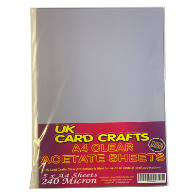 A4 Clear Acetate 240 Micron x 5 Sheets - Thick Transparent Acetate ...