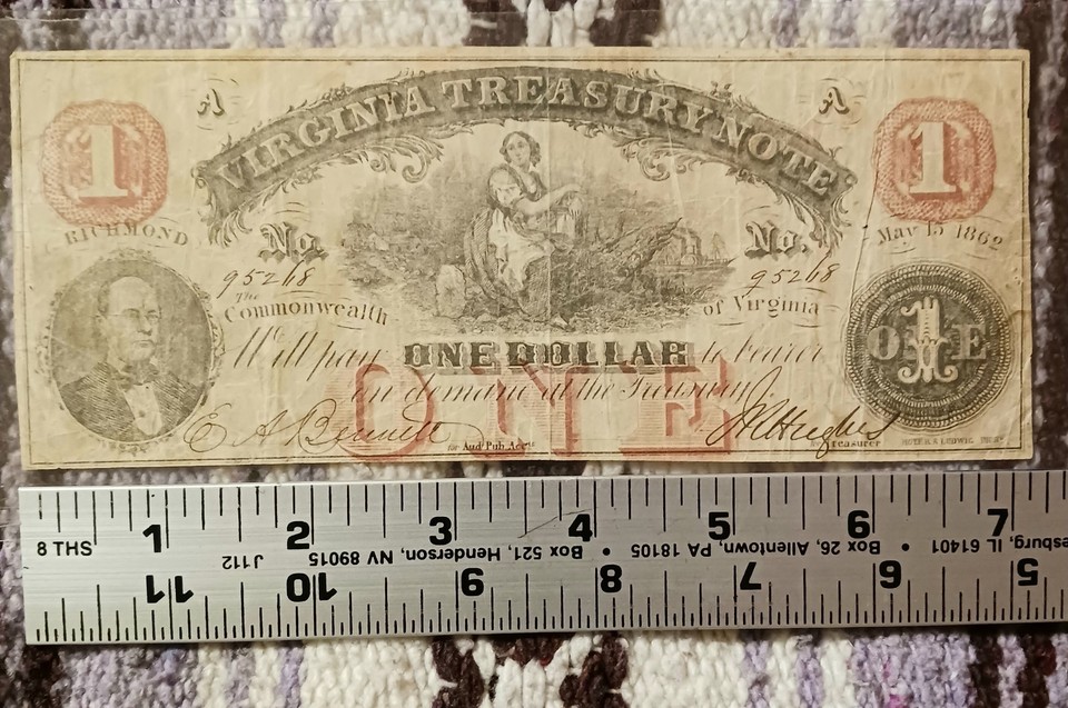 Confederate- One Dollar Virginia Treasury Note - May 15, 1862 | eBay