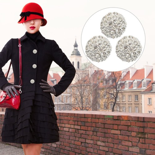3 Pcs Rhinestone Top Button Embellished Buttons Decorative Novelty ...