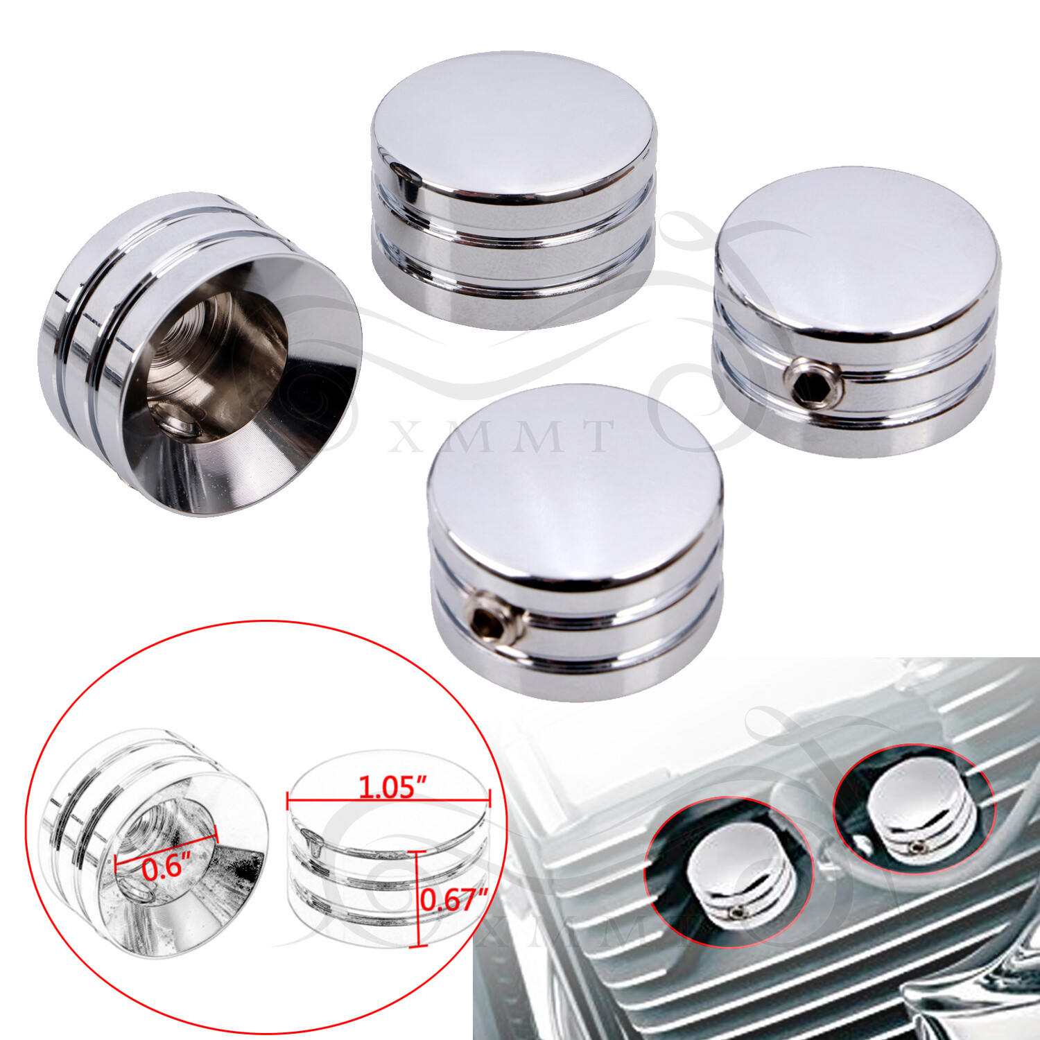 4pcs Chrome Spark Plug Head Bolt Cap Cover Plug For Harley Electra ...