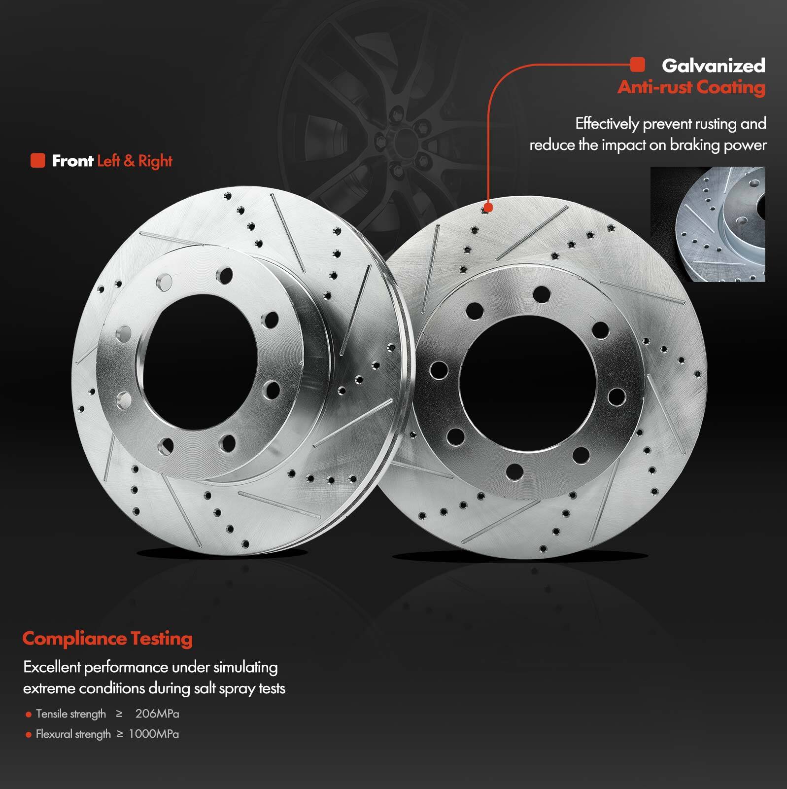 2Pcs Front Drilled Brake Rotors for Ford F-250/F-350 /F-450 Super Duty ...