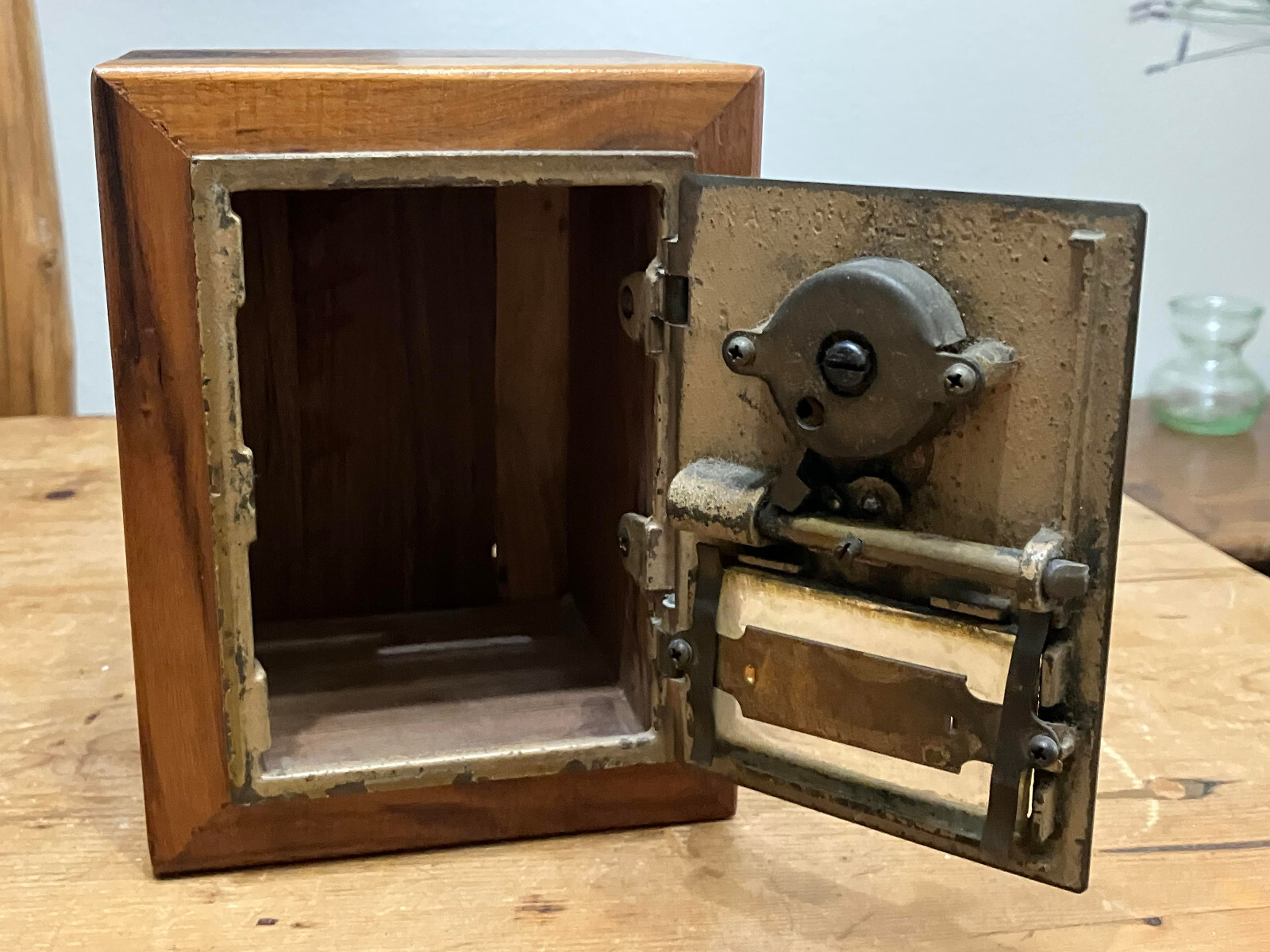 Vintage 1950s Wooden Post Office Box Lock Box Coin Bank Combination ...