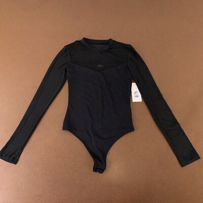 SWS Contour Women's Small Black Long Sheer Sleeve Sweetheart Neck ...