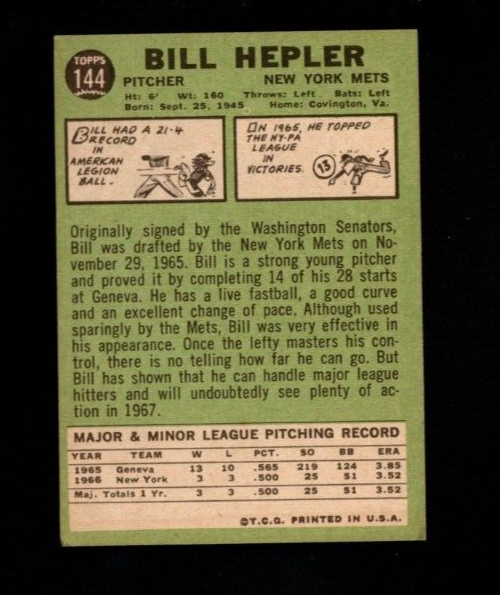 25883* 1967 Topps # 144 Bill Helper | eBay